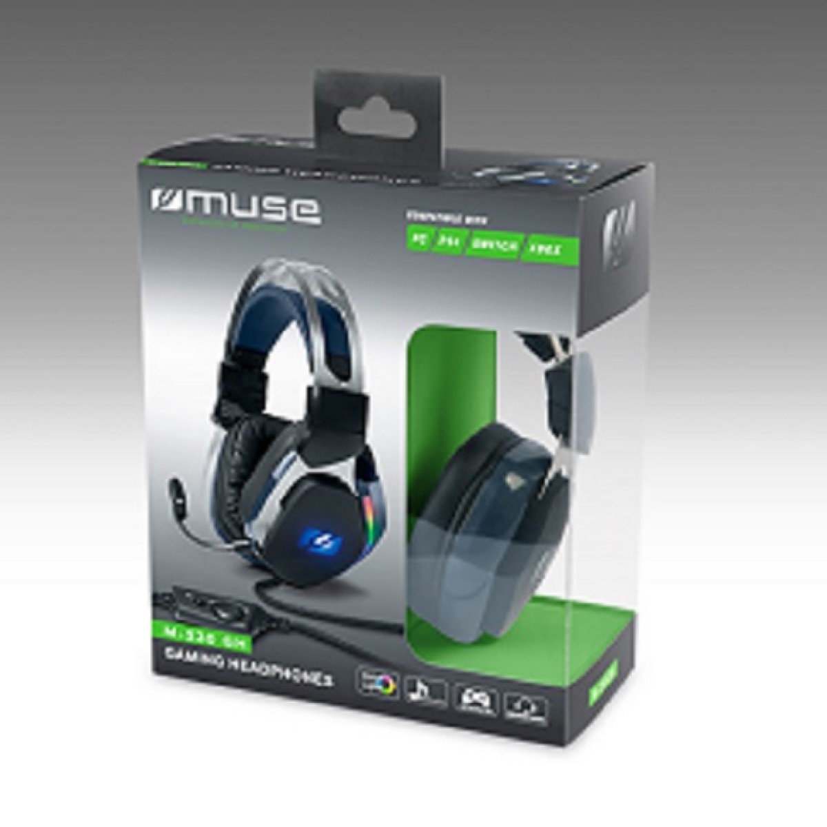 Headphone Gaming Over Ear Muse Black