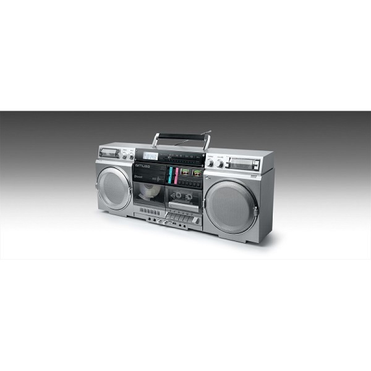 Muse Ghetto Blaster Cd Cassette Fm Radio Bluetooth 80w Silver M380gbs